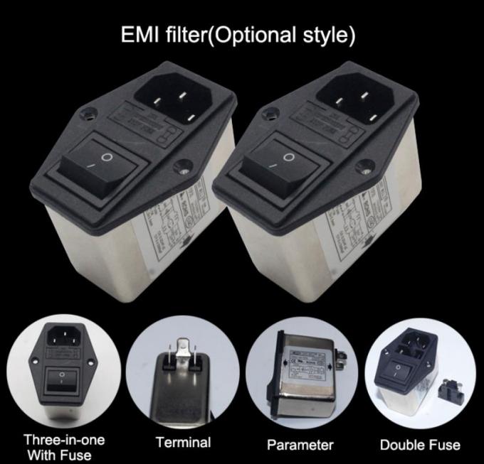 12V Low Pass AC EMI Filter Double Fuse IEC C14 AC Socket With Rocker Switch