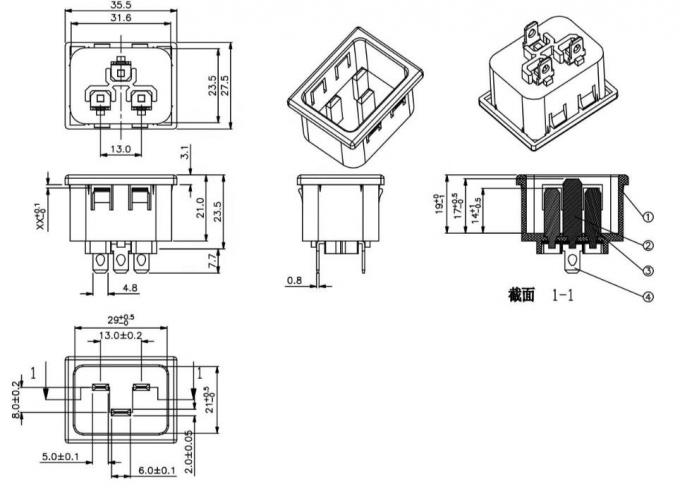 Iec C20 Inlet Power Socket 20a 250vac Industrial Electrical Socket