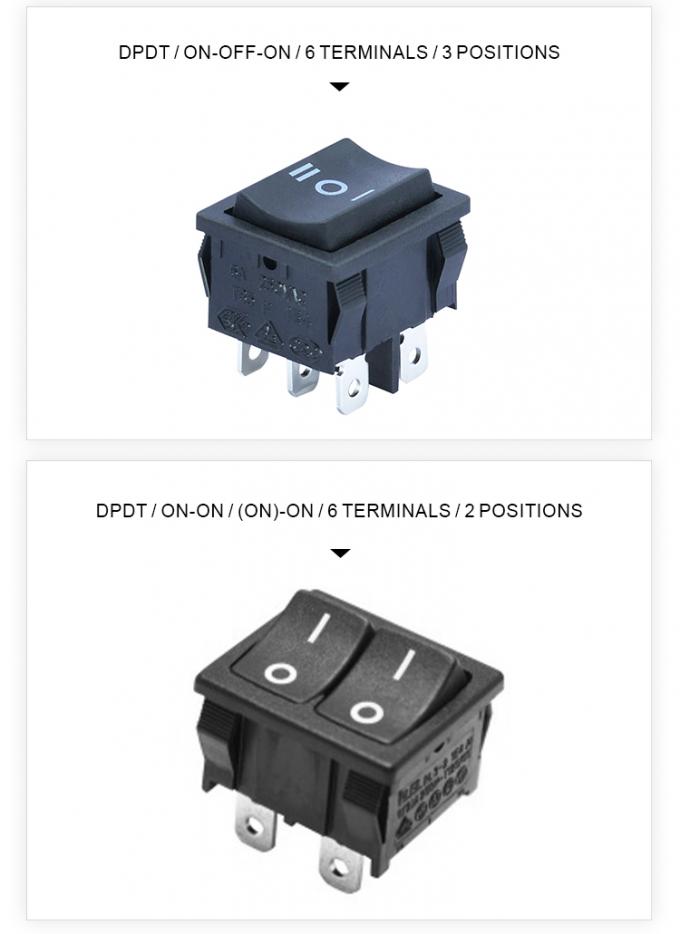 6A 250VAC 10A 125VAC Square Rocker Switch 4 PIN With Solder Terminal