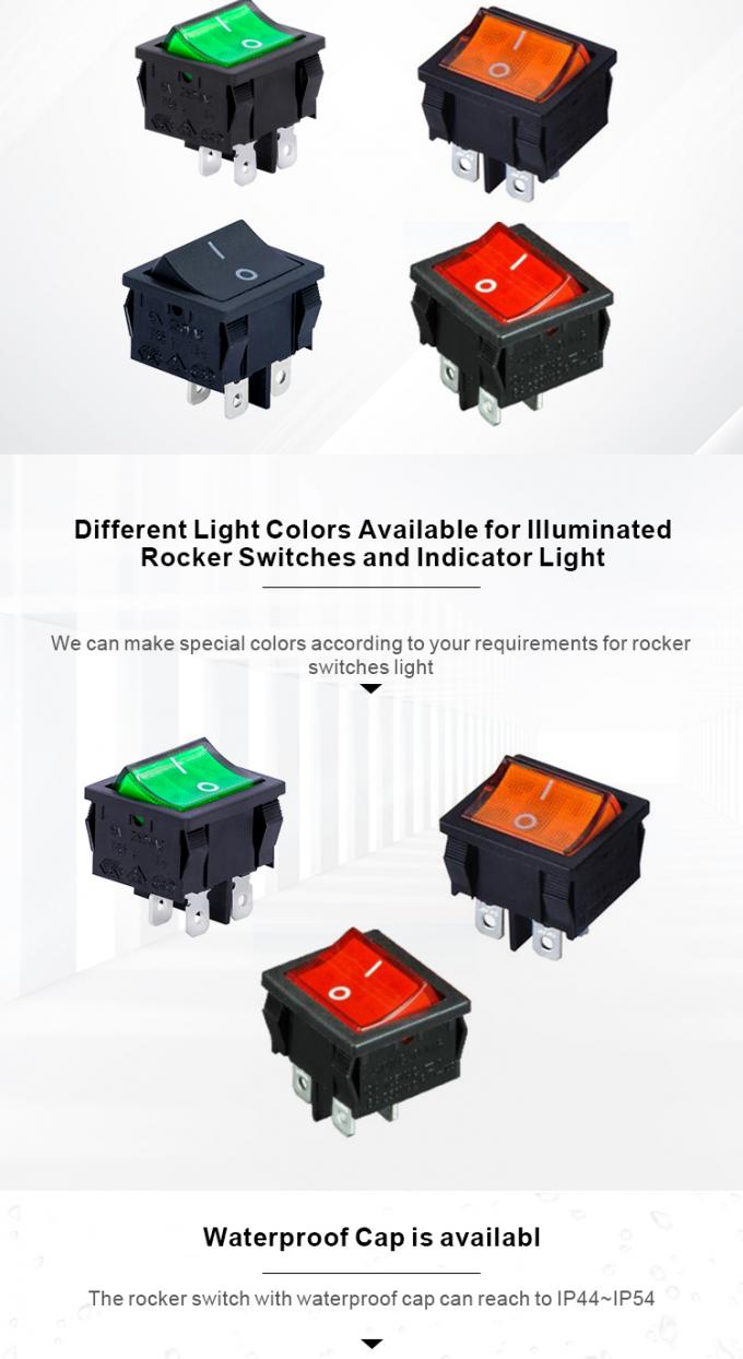 6A 250VAC 10A 125VAC Square Rocker Switch 4 PIN With Solder Terminal