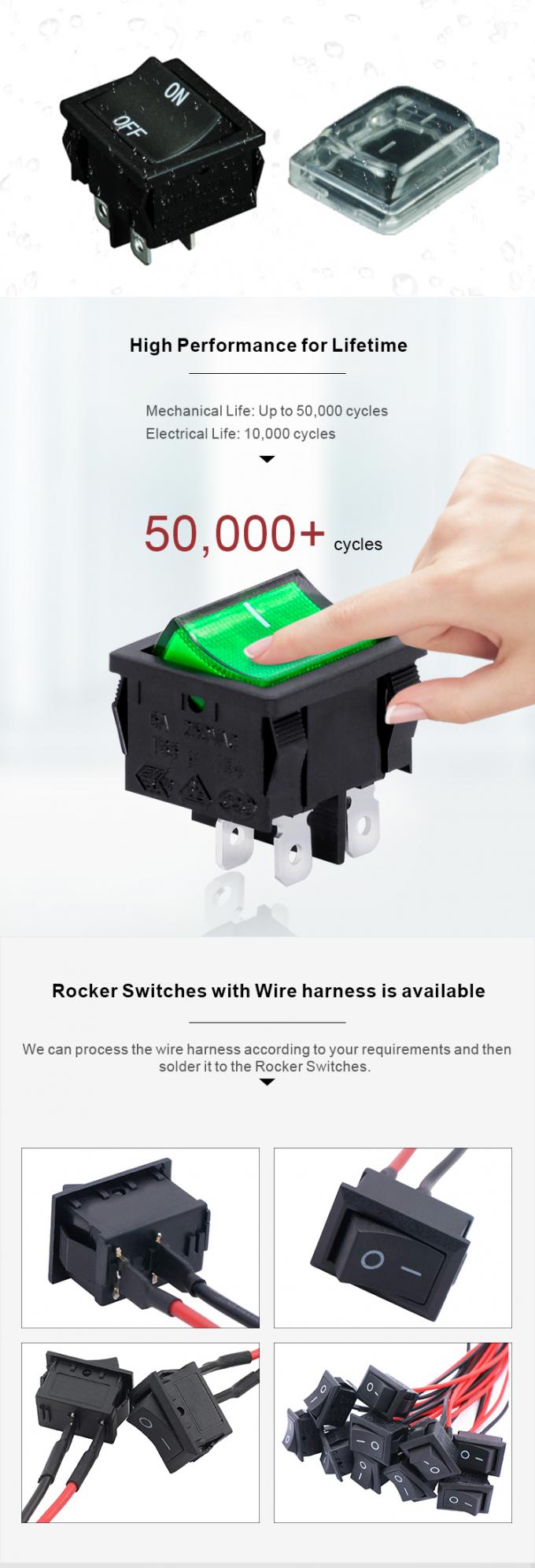 6A 250VAC 10A 125VAC Square Rocker Switch 4 PIN With Solder Terminal