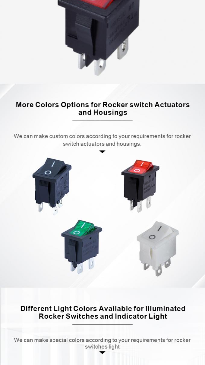 Illuminated DPST Rocker Switches 6A 250VAC 10A 125VAC 4 Terminals
