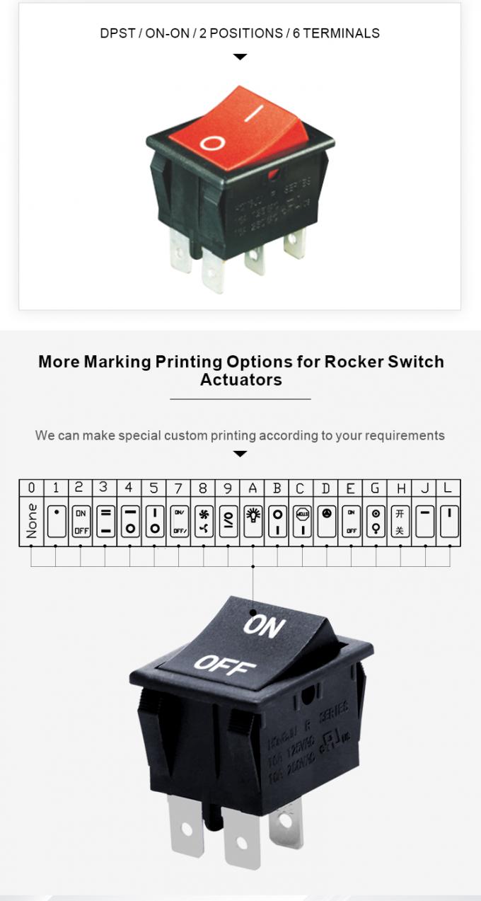 Custom 16a 250v Rocker Switches 2 Position With Solder Terminal 4 Pin