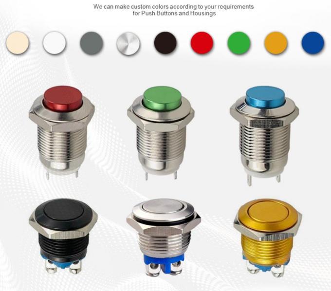 250V Illuminated Latching Push Button Switch / 8mm Metal Push Button Switch