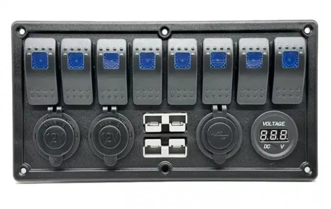 12V 8 Way Gang Rocker Switch Panel With W/ 50A Dual Anderson Plugs ...