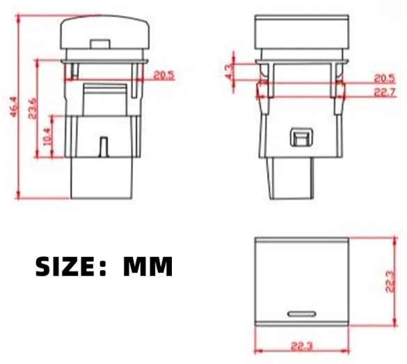 Custom Logo DC 12V 3A Reverse Camera LED Push Button Switch For Toyota ...