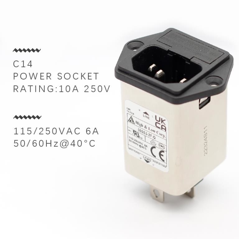 6A C14 IEC Power Entry Module With Fuse Holder Power Filter Fast On ...