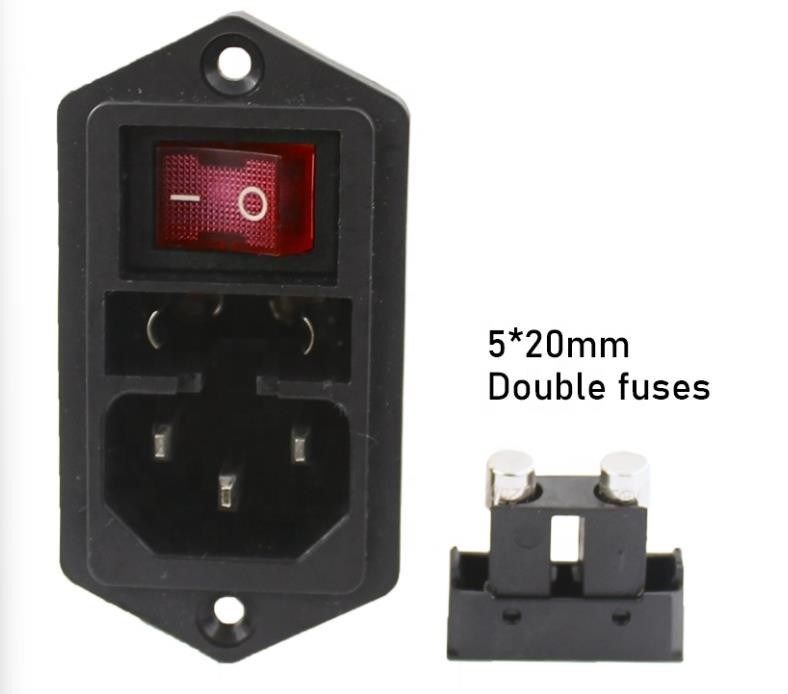 6A C14 Power AC EMI Filters Screw Mounted 2 Fuses Noise Filter