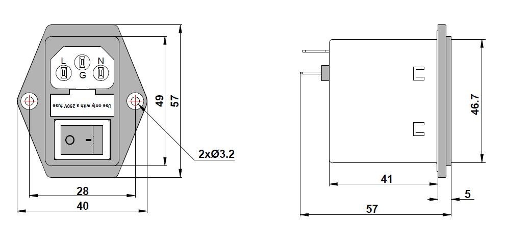 IEC Inlet EMI Filter Power Surface Mount Power Entry Module Single Phase