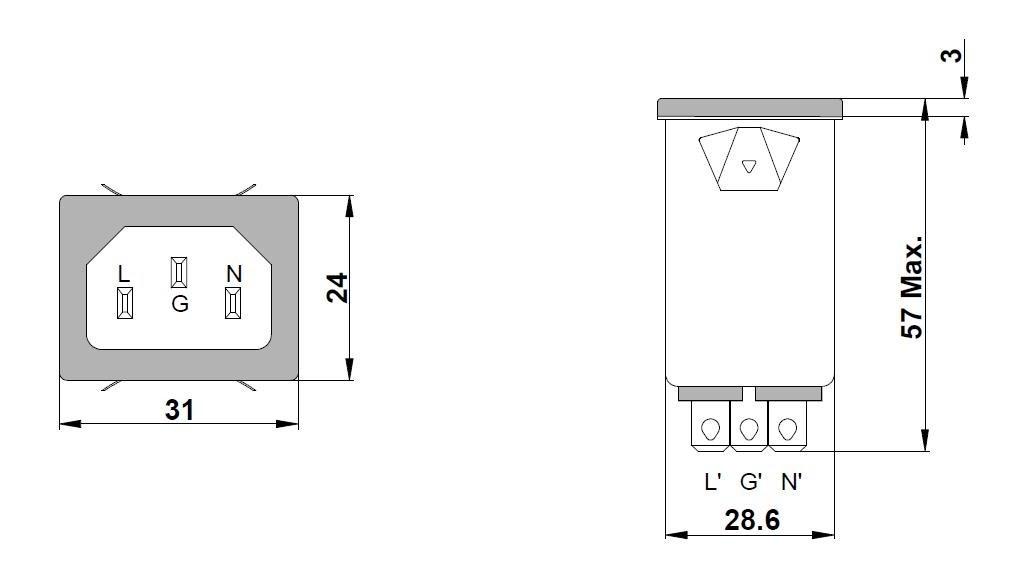 115V / 250V RFI EMI Filter For AC Power Supply IEC Socket Power Filters