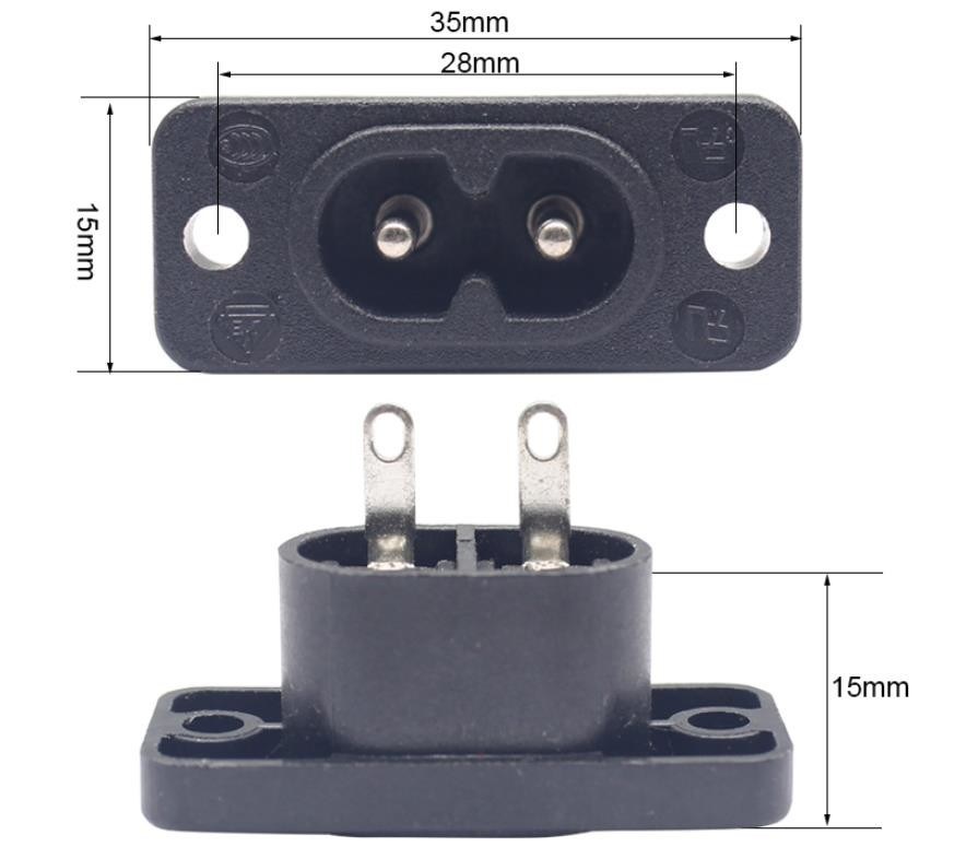 C8 IEC Sockets Electrical Straight AC Inlet Socket Male Black