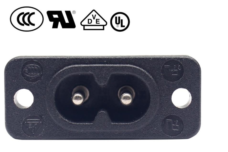 C8 IEC Sockets Electrical Straight AC Inlet Socket Male Black