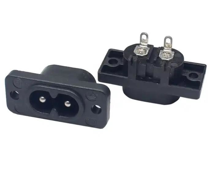 C8 IEC Sockets Electrical Straight AC Inlet Socket Male Black