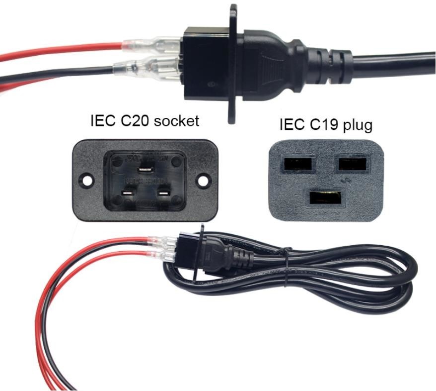C20 IEC Sockets Screw Mounted C19 Male Female Power Socket 16A
