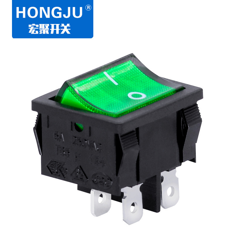 6A 250VAC 10A 125VAC Square Rocker Switch 4 PIN With Solder Terminal